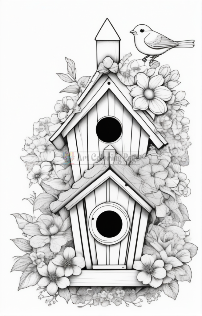 Bird House Flowers Coloring Pages Collection: A Harmony of Nature's ...