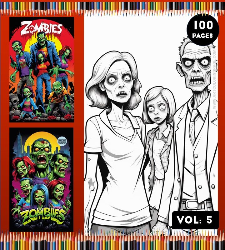 Zombie Coloring Page Printable Vol21 | Halloween Zombies Coloring Sheets