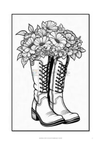 Flower Boots Coloring Pages Collection: Step into Floral Fantasy