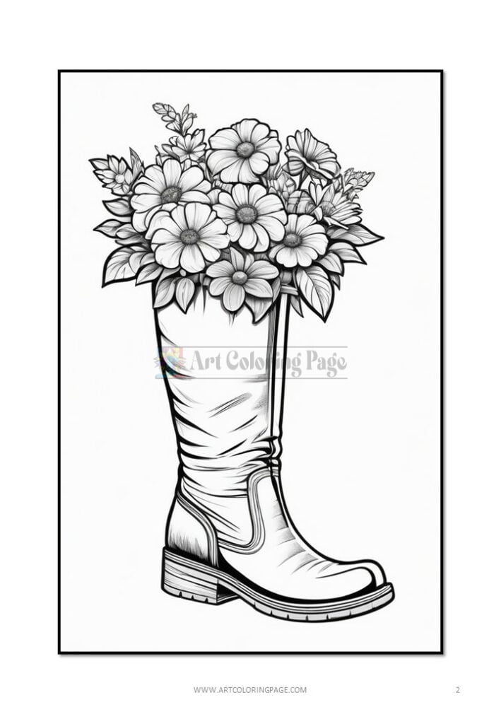Flower Boots Coloring Pages Collection: Step into Floral Fantasy