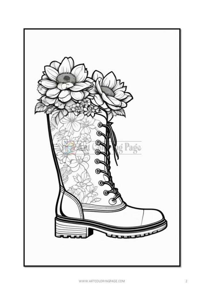 Flower Boots Coloring Pages Collection: Step into Floral Fantasy