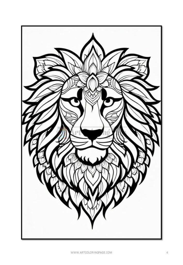 Majesty Unleashed: Mandala Lion Coloring Pages VOL 4