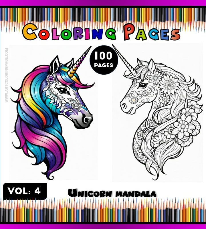 Unicorn coloring pages mandala Étiquette - Art Coloring Page
