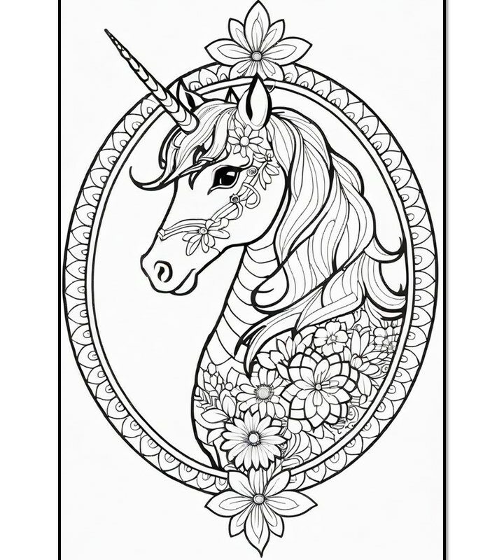 Unicorn coloring pages mandala printable Étiquette - Art Coloring Page