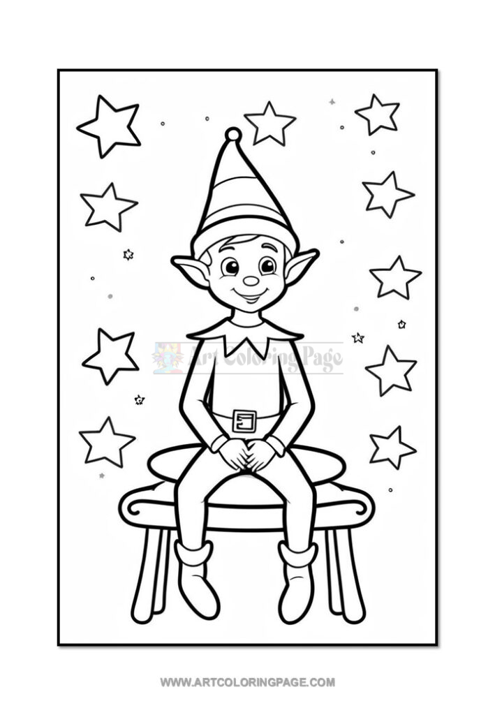 Christmas Elves Coloring Pages Collection for Kids