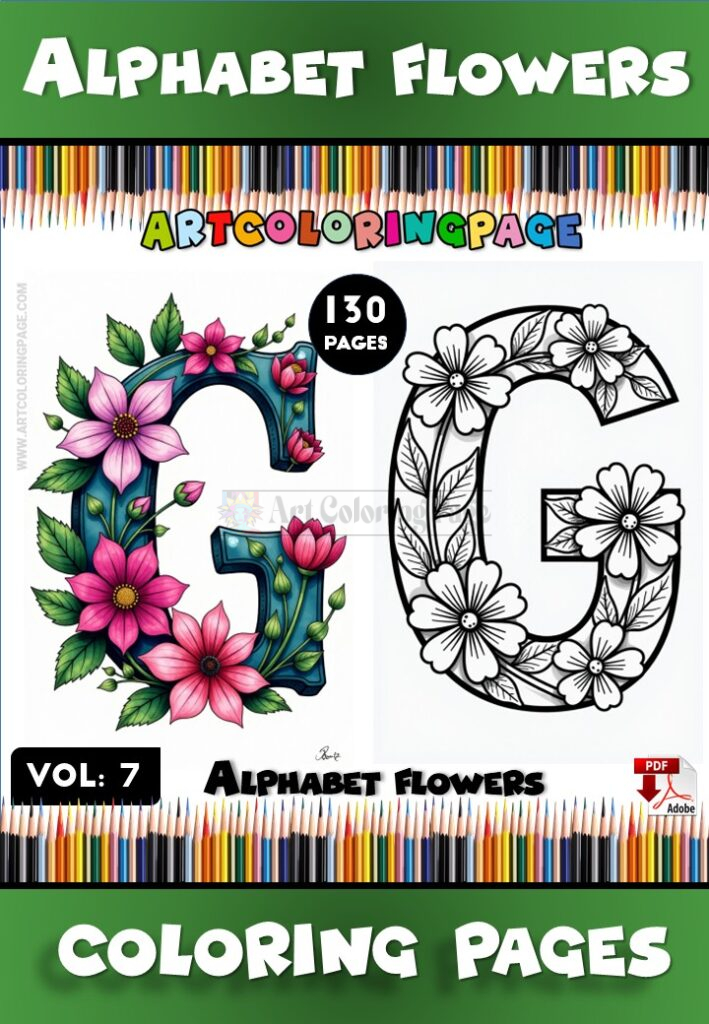 Flowers Alphabet Coloring Book Printable Vol. 7 – Creative and Relaxing