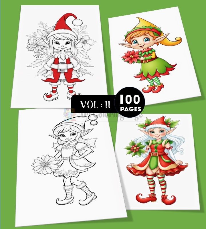 Christmas Elves Coloring Pages. Catégorie - Art Coloring Page