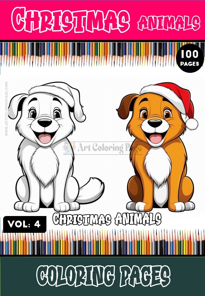 Christmas Coloring for Kids : Pages with Festive Animals - Printable
