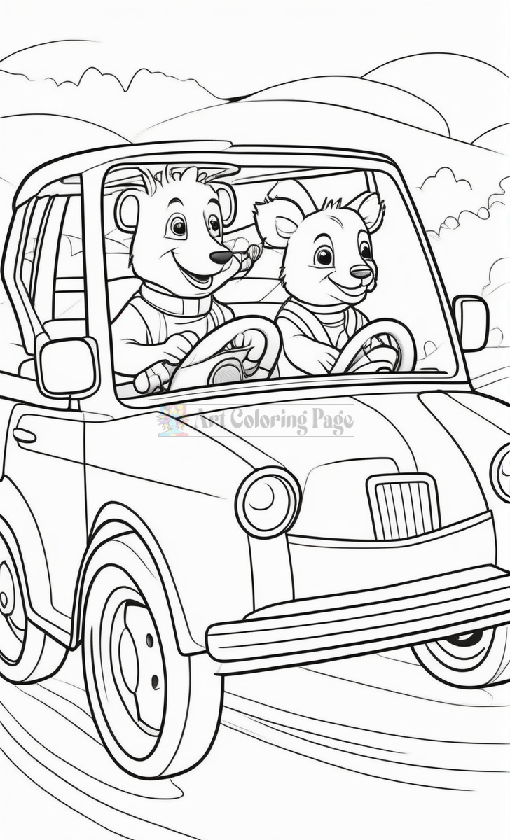 Delve into Creative Bliss with Animals Cartoon Cars Coloring Pages Vol 9!