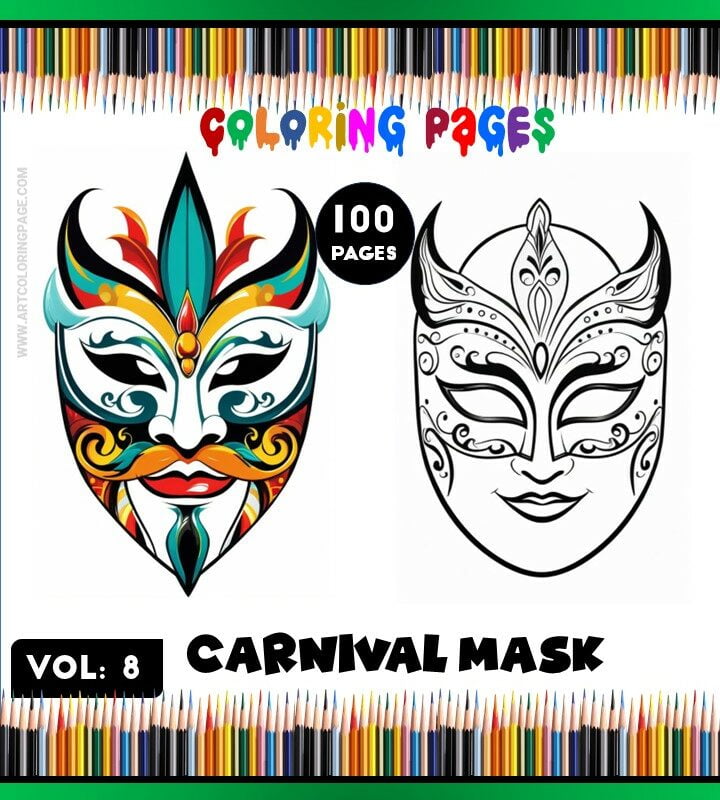 Celebrate Creativity: Free Carnival Mask Coloring Page - Instant Download