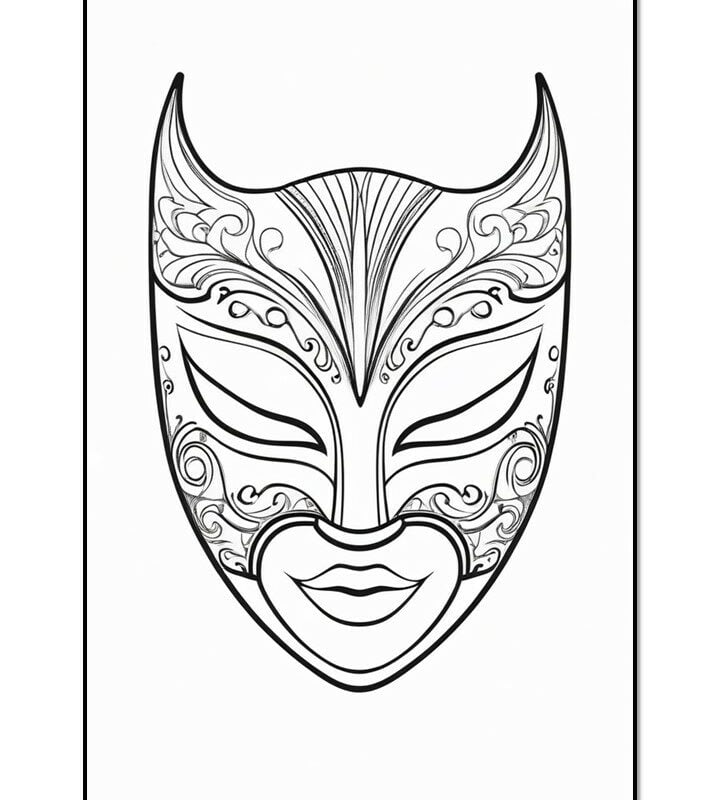Celebrate Creativity: Free Carnival Mask Coloring Page - Instant Download
