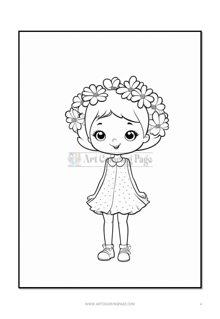Embrace Whimsy: Cute Girl Flowers Coloring Book Vol 3