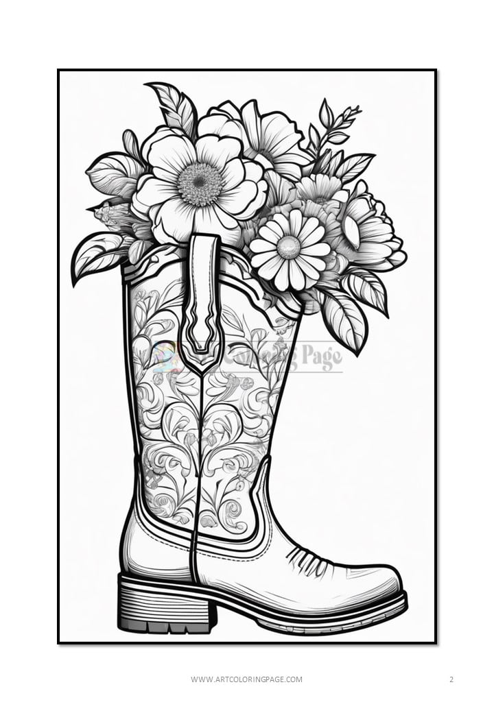 Step into Spring: Flower Boots Coloring Pages Vol 2 - 100 Pages