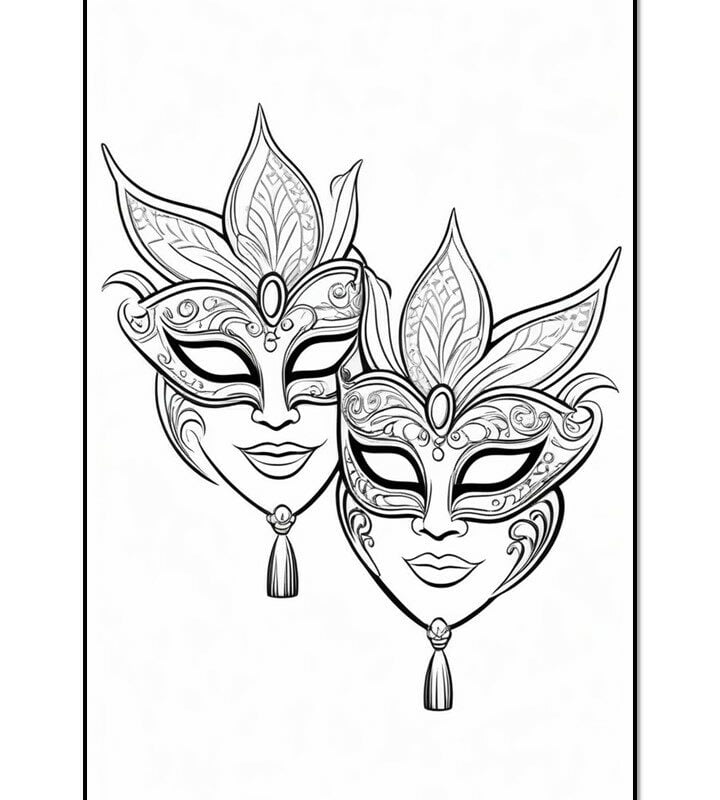 Color Your Festivities: Carnival Mask Coloring Sheets Vol 8 - 100 Pages