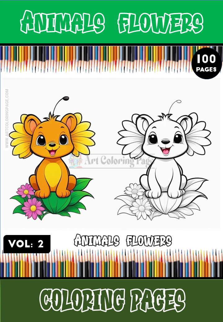 Unleash Your Inner Artist with Animal Flower Coloring Page Vol:2